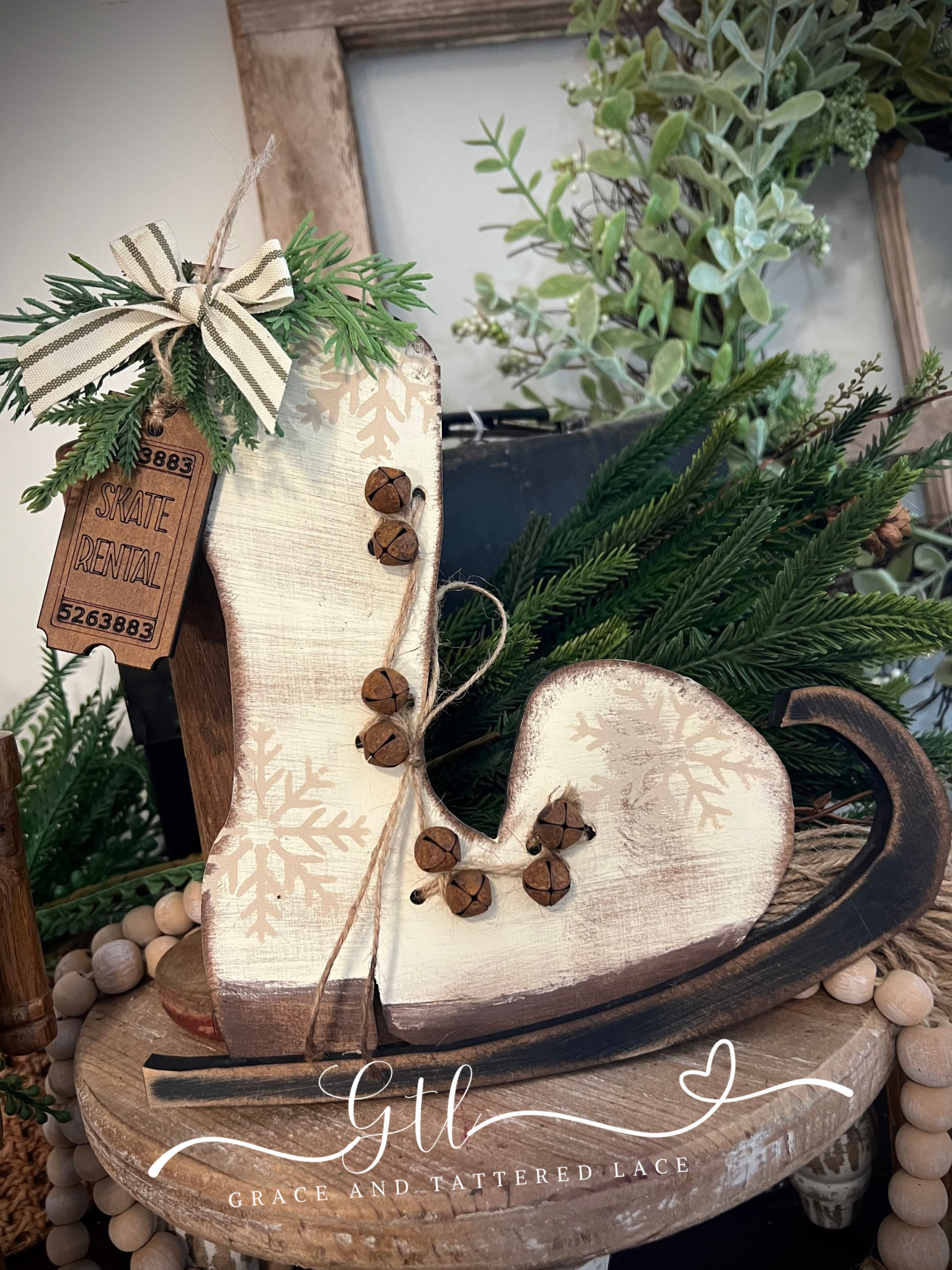 Wonky Ice Skate Shelf Sitter #371 – Grace and Tattered Lace