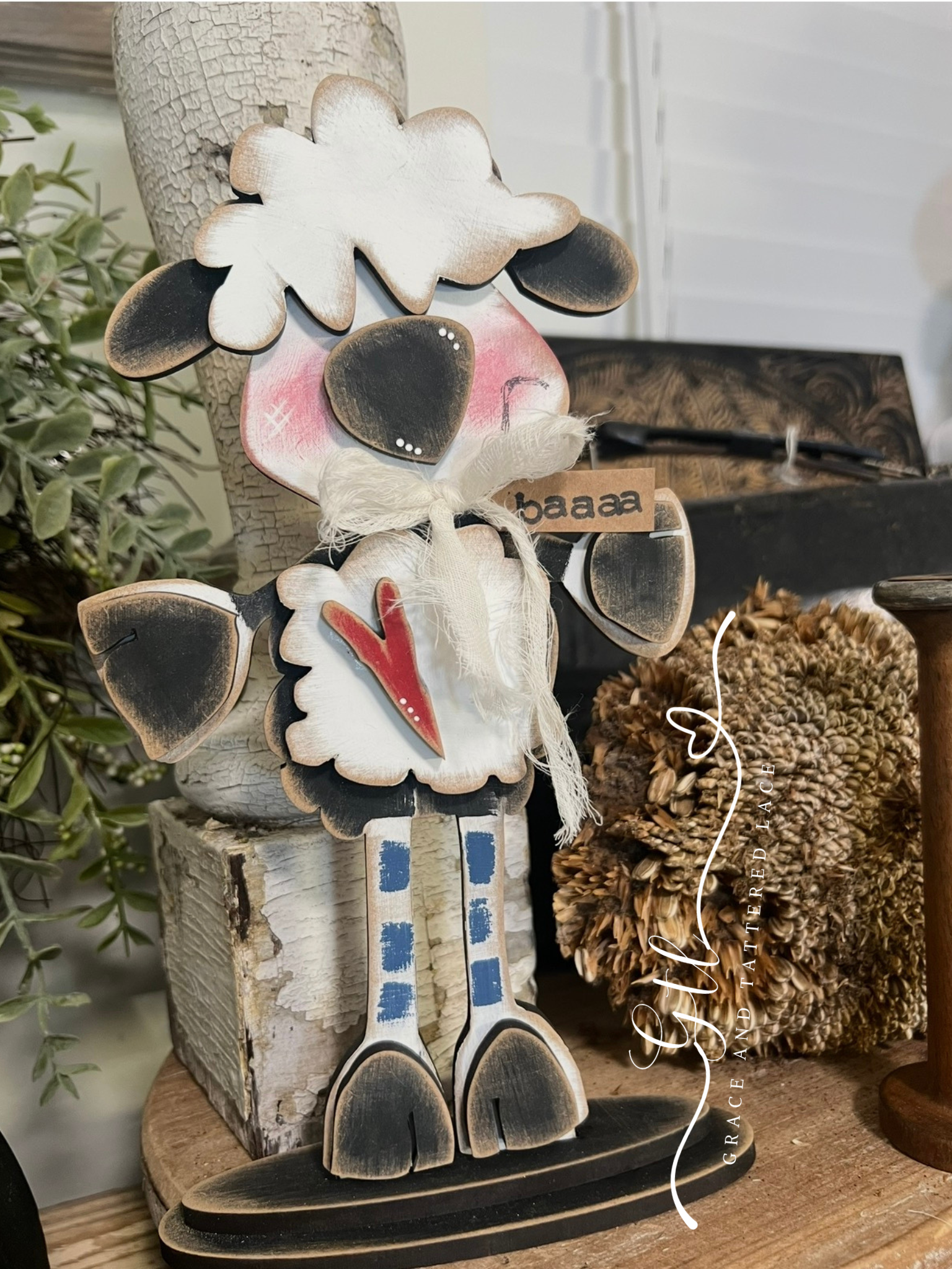 Wonky Sheep on a Stand DIY Kit #438 – Grace and Tattered Lace