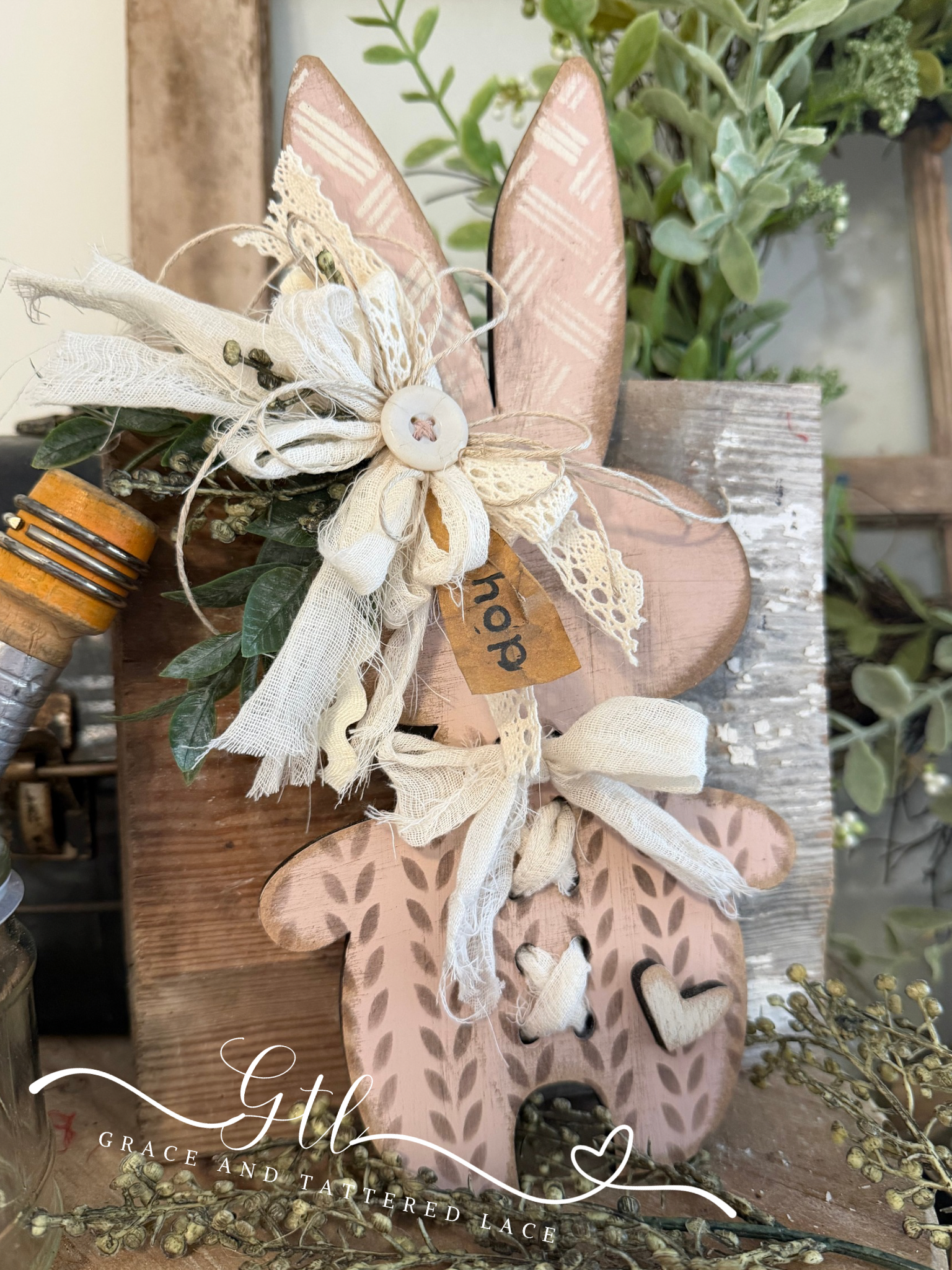 Wonky Stitched Bunny Shelf Leaner #557 – Grace and Tattered Lace