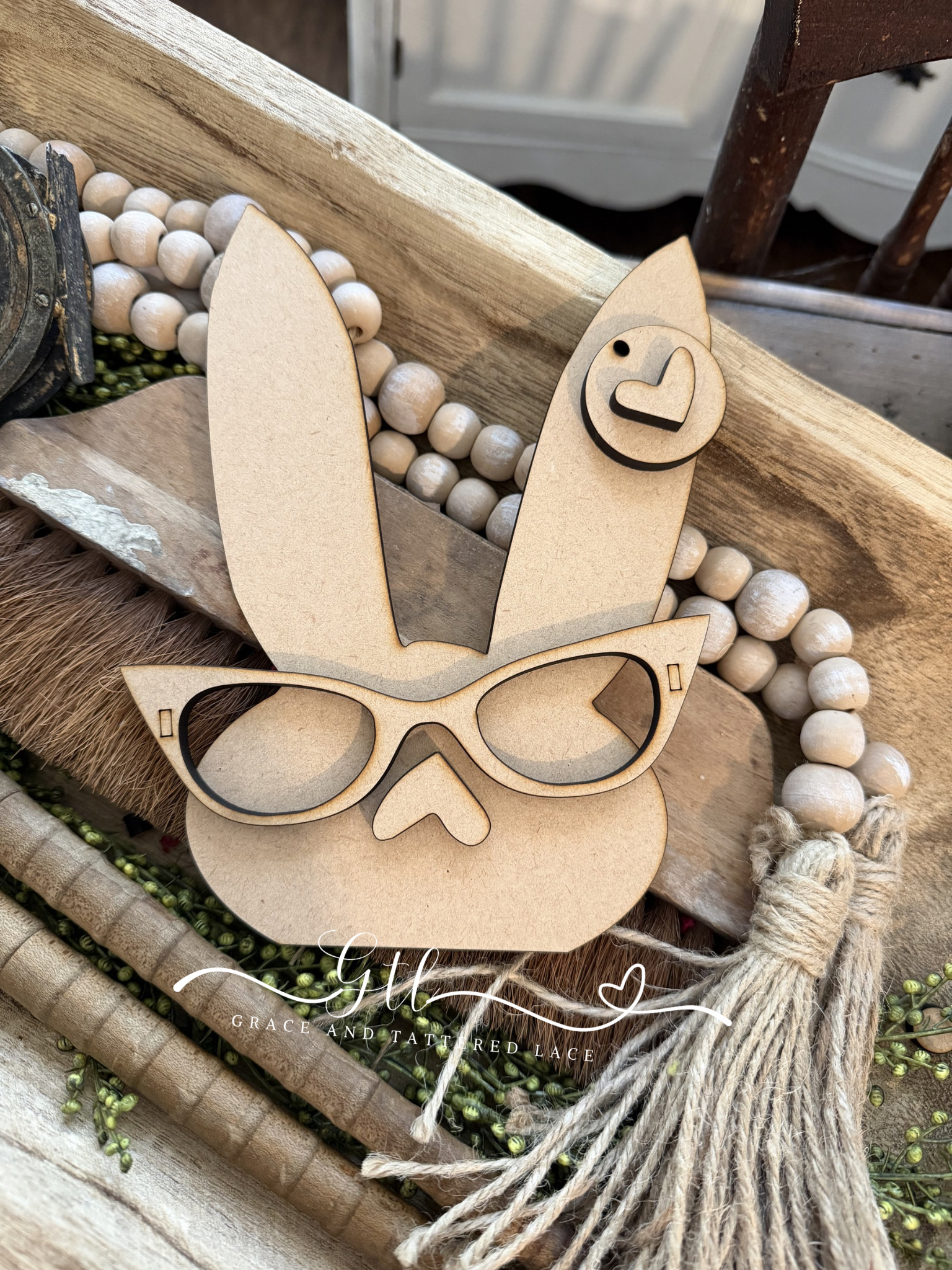 Wonky Bunny Head with Vintage Glasses #499 – Grace and Tattered Lace