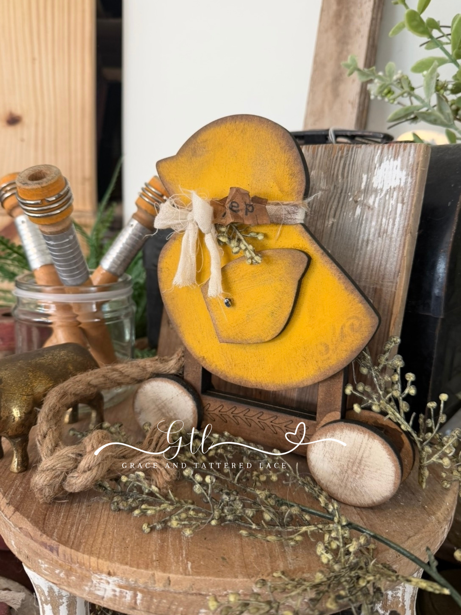 Wonky Peep Cart Pull Toy #526 – Grace and Tattered Lace