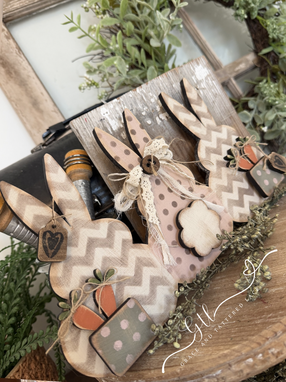 Spring Bunny Trio Wood DIY Kit # 495 – Grace and Tattered Lace